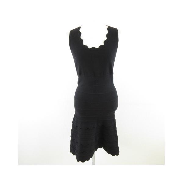 コントワーデコトニエ COMPTOIR DES COTONNIERS ニットワンピース ノースリーブ ひざ丈 ストレッチ 黒 M *A702  レディース【ブランド】コントワーデコトニエ COMPTOIR DES COTONNIERS【表記...