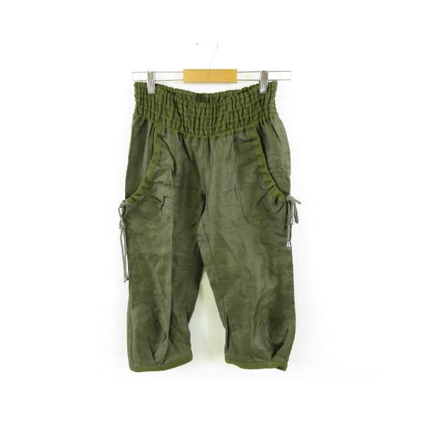 grazy クロップドパンツ ラミー カーキ 緑 *A707 レディース【表記サイズ】サイズ表記はございませんが、S〜Mサイズだと思われます。【実寸サイズ】ウエスト：62cm　もも幅：24cm　裾幅：17cm　股上：23cm　股下：44cm...