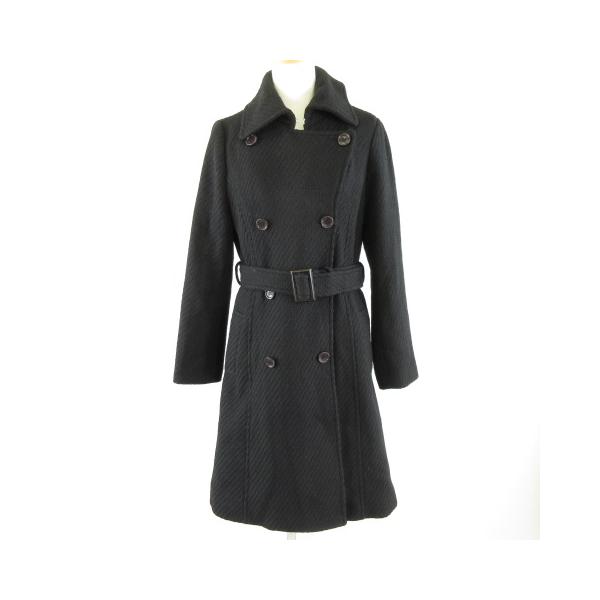 マダーアッカ Mader acca トレンチコート ロング 長袖 黒 F *A723 レディース【表記サイズ】F【実寸サイズ】肩幅：38cm　身幅：44cm　袖丈：59cm　着丈：93cm　　【素材】毛70% レーヨン30%　裏地 ポリエス...