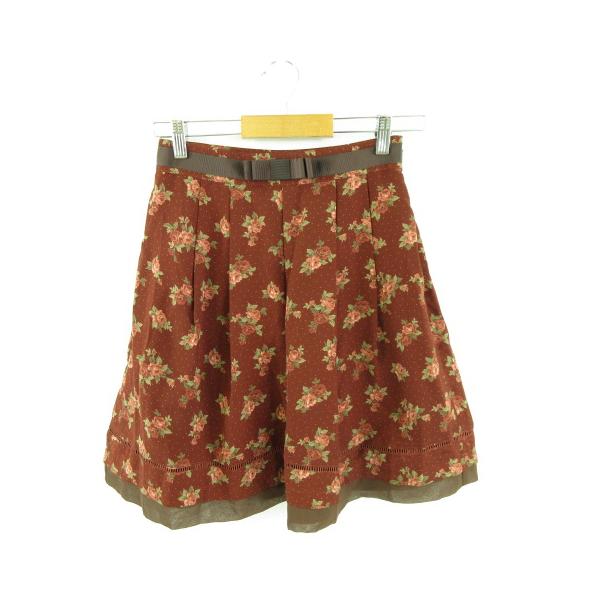 ネットディマミーナ NETTO di MAMMINA スカート フレア 花柄 ひざ丈 ボルドー 赤 64 *A817 レディース【表記サイズ】64-91（日本サイズM相当）【実寸サイズ】ウエスト：64cm　ヒップ：96cm　スカート丈：51...