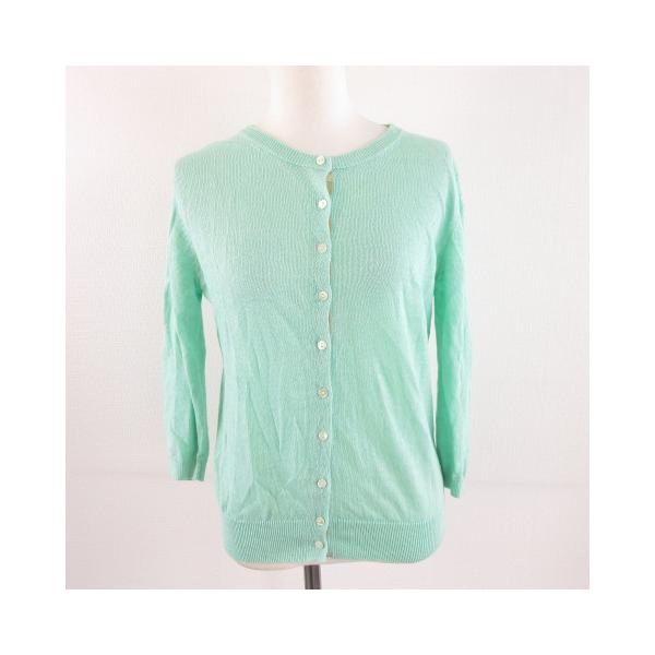 イエリ IERI サマーニットカーディガン リネン 七分袖 緑 *A833 レディース【ブランド】イエリ IERI【表記サイズ】サイズ表記はございませんが、Sサイズだと思われます。【実寸サイズ】肩幅：37cm　身幅：42cm　着丈：52cm...