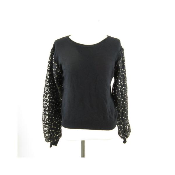 ラグアウト RagOut ニット セーター 長袖 レース 花柄 黒 M *T329 レディース【表記サイズ】M【実寸サイズ】肩幅：37cm　身幅：44cm　着丈：44cm　袖丈：55cm　　【素材】本体 レーヨン73% ナイロン27%　レー...