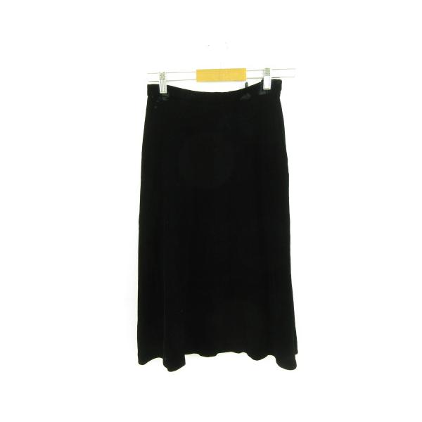 CaliAndro スカート ベロア ひざ丈 黒 9 *A423 レディース【表記サイズ】9（日本サイズM相当）【実寸サイズ】ウエスト：64cm　ヒップ：90cm　スカート丈：71cm　　【素材】表地 起毛部分 レーヨン100%　基布 キュ...