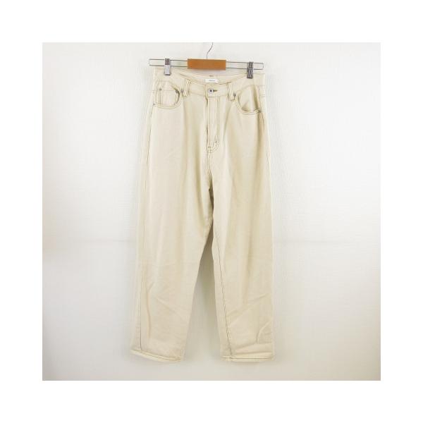 Shelney ロングパンツ ハイウエスト アイボリー L *T793 レディース【表記サイズ】Lウエスト69-77【実寸サイズ】ウエスト：68cm　もも幅：28cm　裾幅：21cm　股上：33.5cm　股下：69cm　　【素材】綿100%...