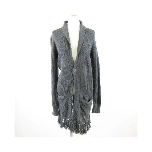 キルデリク CHIL DERIC ニットカーディガン ロング フリンジ 長袖 グレー 3 *A556 レディース【表記サイズ】3（日本サイズM〜L相当）【実寸サイズ】肩幅：40cm　身幅：46cm　袖丈：64cm　着丈：80（フリンジ含まず...