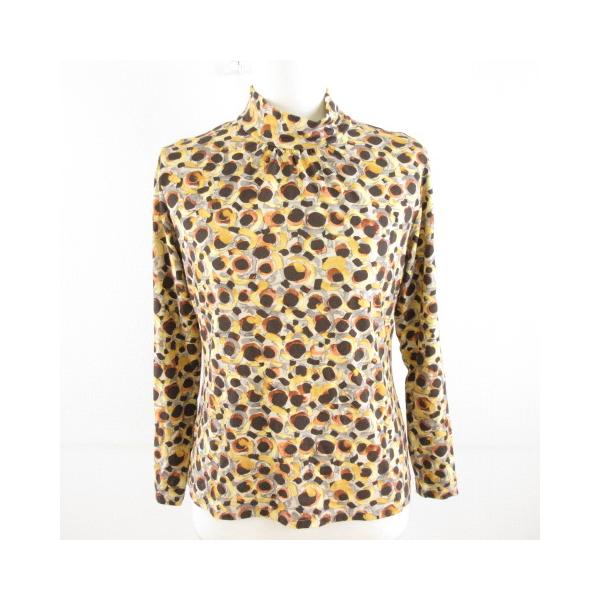 nuovo quaranta カットソー ハイネック 長袖 総柄 ストレッチ グレー 黒 黄 7 *A142 レディース【表記サイズ】7（日本サイズS相当）【実寸サイズ】肩幅：36cm　身幅：44cm　着丈：52cm　袖丈：47cm　　【素...