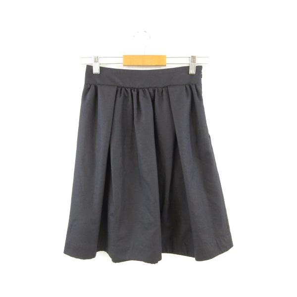 オーベル AubeL スカート フレア ひざ丈 紺 S *A282 レディース【表記サイズ】S【実寸サイズ】ウエスト：62cm　ヒップ：100cm　スカート丈：53cm　　【素材】表生地 ポリエステル85% 綿15%　裏生地 ポリエステル1...