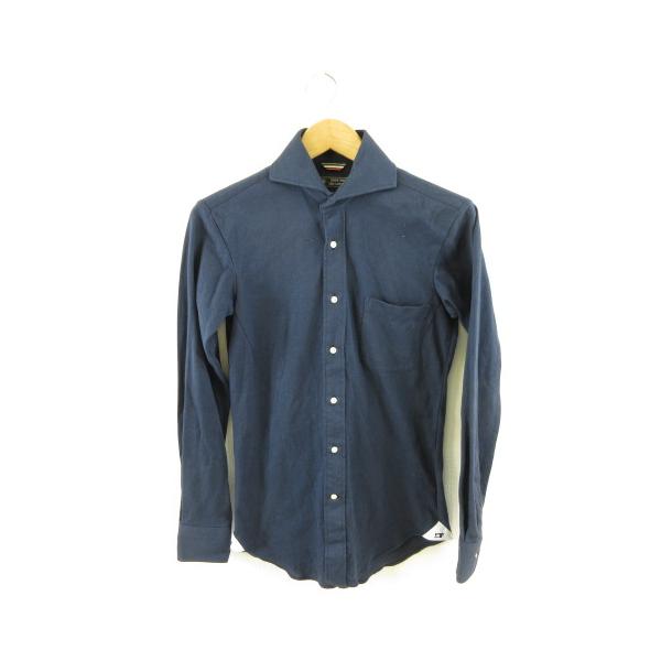 サルトリアデルグロッソ SARTORIA DEL GROSSO ステンカラーシャツ 長袖 紺 S *A467 メンズ【表記サイズ】S【実寸サイズ】肩幅：41cm　身幅：45cm　着丈：71cm　袖丈：62cm　　【素材】綿100%【色】紺【...