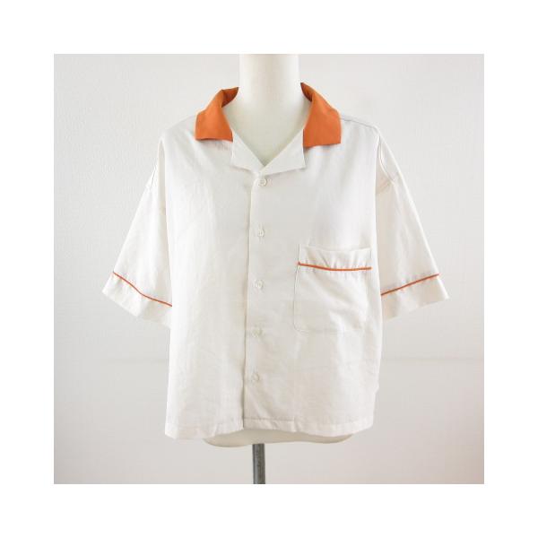 Shelney シャツ ブラウス 半袖 オフホワイト 白 M *T692 レディース【表記サイズ】M【実寸サイズ】肩幅：52.5cm　身幅：58.5cm　着丈：51cm　袖丈：20.5cm　　【素材】ポリエステル100%【色】オフホワイト ...