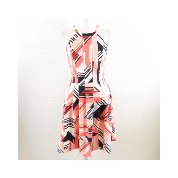 ヴィンスカムート VINCE CAMUTO キャミワンピース ミニ 総柄 ストレッチ ピンク オレンジ 6 *A584 レディース【表記サイズ】6（日本サイズXS相当）【実寸サイズ】身幅：40cm　前身頃：86cm　総丈：93cm　後身頃：...