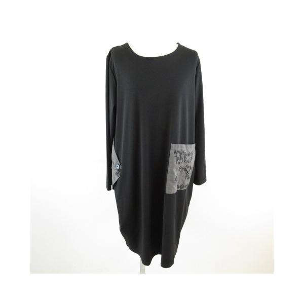 プレッツォ PREZZO ワンピース ひざ丈 長袖 黒 M L *T989 レディース【表記サイズ】M-L【実寸サイズ】肩幅：39cm　身幅：52cm　袖丈：54.5cm　総丈：89cm　　【素材】本体 ポリエステル95% ポリウレタン5%...