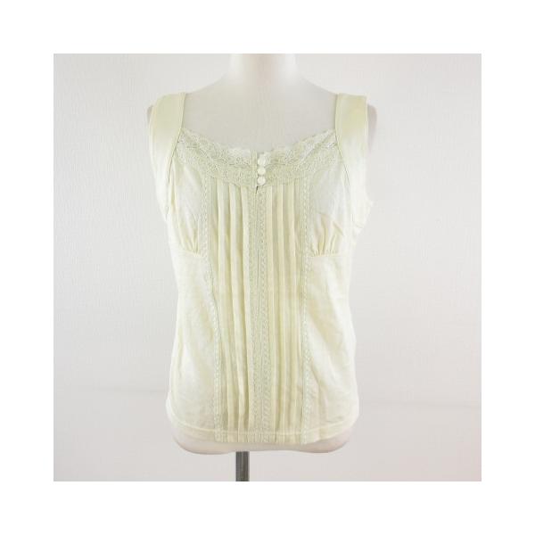 ジェルベ GERVE タンクトップ レース 黄 40 *T181 レディース【表記サイズ】40日本サイズL相当【実寸サイズ】身幅：44cm　総丈：52cm　　【素材】本体 綿80% ナイロン20%　レース部分 ナイロン85% ポリウレタン1...