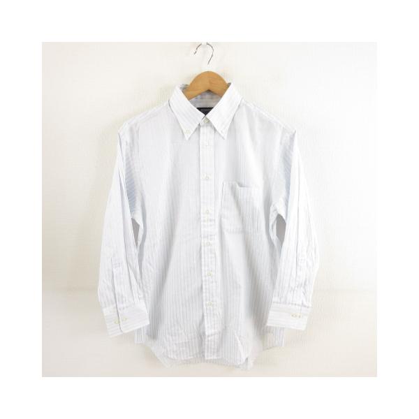 SCENTED ボタンダウンシャツ 長袖 ストライプ 白 水色 41-78 *A37 メンズ【表記サイズ】41-78（日本サイズL相当）【実寸サイズ】肩幅：46cm　身幅：52cm　着丈：78cm　袖丈：54cm　　【素材】綿100%【色】...