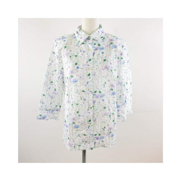 Cher Square シャツ ブラウス 花柄 七分袖 白 L *T837 レディース【表記サイズ】Lバスト86-94身長154-162【実寸サイズ】肩幅：38.5cm　身幅：50.5cm　着丈：63.5cm　袖丈：44cm　　【素材】綿1...