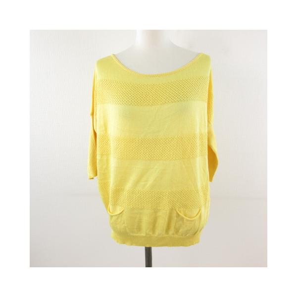 未使用品 20.52 ニット セーター リブスリーブ 黄 7 *T895 レディース【表記サイズ】I 40JP 7UK 8USA 6RC 160/84A日本サイズM相当【実寸サイズ】身幅：61.5cm　着丈：60cm　ゆき丈：50.5cm　...