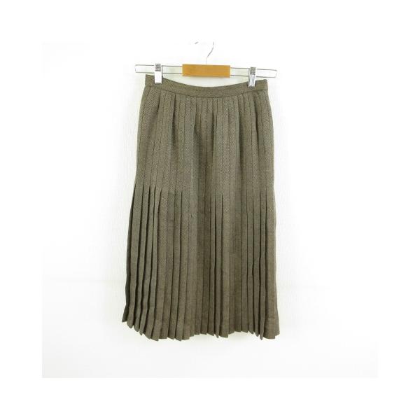 KOKO BEall スカート プリーツ ミディ丈 総柄 茶 *T906 レディース【表記サイズ】W66-70H92-96日本サイズM相当【実寸サイズ】ウエスト：60cm　ヒップ：94cm　スカート丈：69cm　　【素材】表地 毛100%　...