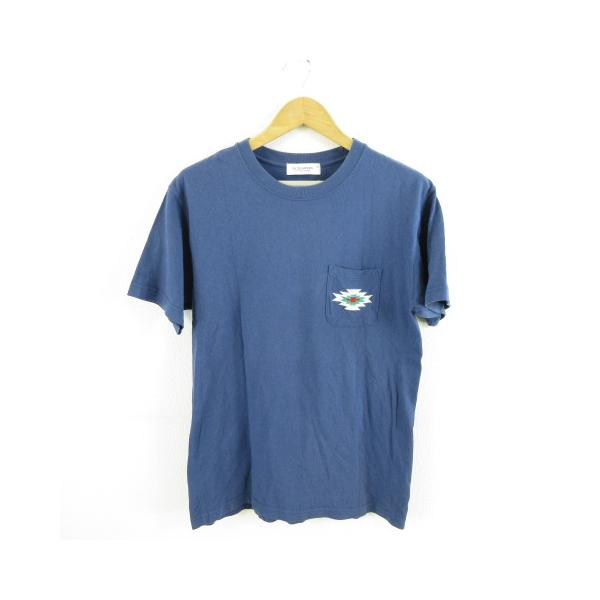 サーティースリーディグリーズ 33 DEGREES Tシャツ 丸首 半袖 青 L *A849 メンズ【表記サイズ】L【実寸サイズ】肩幅：46cm　身幅：51cm　着丈：70cm　袖丈：20cm　　【素材】本体 綿100%　刺繍糸 ポリエステ...