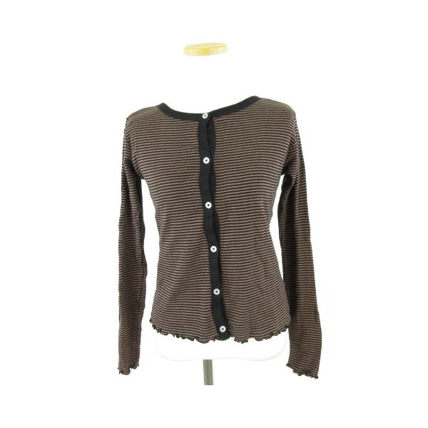 ロバート ピーミラー Robert P.Miller カーディガン 長袖 ボーダー 茶 黒 F *A19 レディース【表記サイズ】F【実寸サイズ】肩幅：35cm　身幅：41cm　着丈：46cm　袖丈：60cm　　【素材】綿100%【色】茶?...