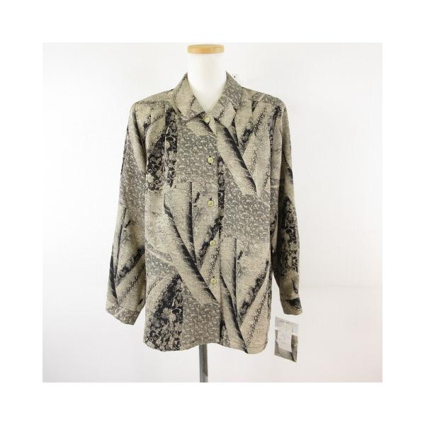 未使用品 Splendid excellent fit シャツ ブラウス 長袖 総柄 ベージュ 11 *T417 レディース【表記サイズ】11日本サイズL相当【実寸サイズ】肩幅：36cm　身幅：53cm　着丈：62cm　袖丈：54.5cm　...