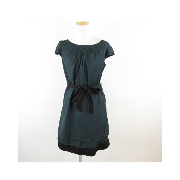 DINARD RAP TIS ワンピース ミニ キャップスリーブ 深緑 9AR *T689 レディース【表記サイズ】9AR日本サイズM相当【実寸サイズ】肩幅：31.5cm　身幅：46cm　袖丈：11cm　総丈：87cm　　【素材】表地 ポリ...