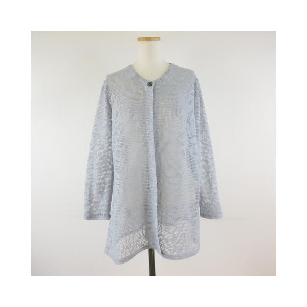 プレッツォ PREZZO カーディガン 長袖 総柄 グレー M L *T832 レディース【表記サイズ】M-L【実寸サイズ】肩幅：41cm　身幅：52.5cm　袖丈：54cm　着丈：70cm　　【素材】ポリエステル95% ポリウレタン5%【...