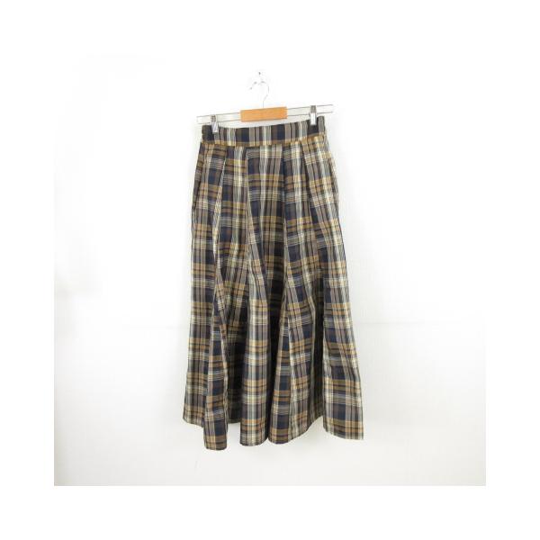 アダプトリテイリング adapt retailing フレアスカート ロング チェック 茶 紺 *A103 レディース【表記サイズ】サイズ表記はございません【実寸サイズ】ウエスト：64〜cm　ヒップ：110cm　スカート丈：87cm　　【素...