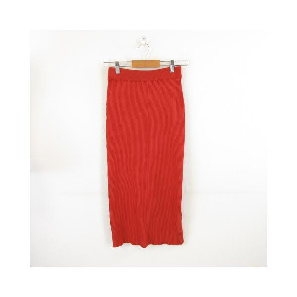アダプトリテイリング adapt retailing リブニットスカート ロング オレンジ ONE *A225 レディース【表記サイズ】ONE SIZE【実寸サイズ】ウエスト：60〜cm　ヒップ：80cm　スカート丈：82cm　　【素材】レ...