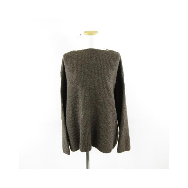 アダプトリテイリング adapt retailing ボートネックニット セーター リブ 長袖 茶 ONE *A460 レディース【表記サイズ】ONE SIZE【実寸サイズ】身幅：60cm　着丈：59cm　ゆき丈：78cm　　【素材】アクリ...