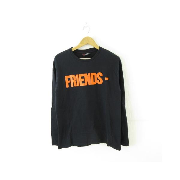 ヴィーロン VLONE Tシャツ 長袖 プリント 黒 L *A739 メンズ【表記サイズ】L【実寸サイズ】肩幅：46cm　身幅：50cm　着丈：68cm　袖丈：62cm　　【素材】綿100%【色】黒?オレンジ（プリント）【仕様】古着特有のダ...