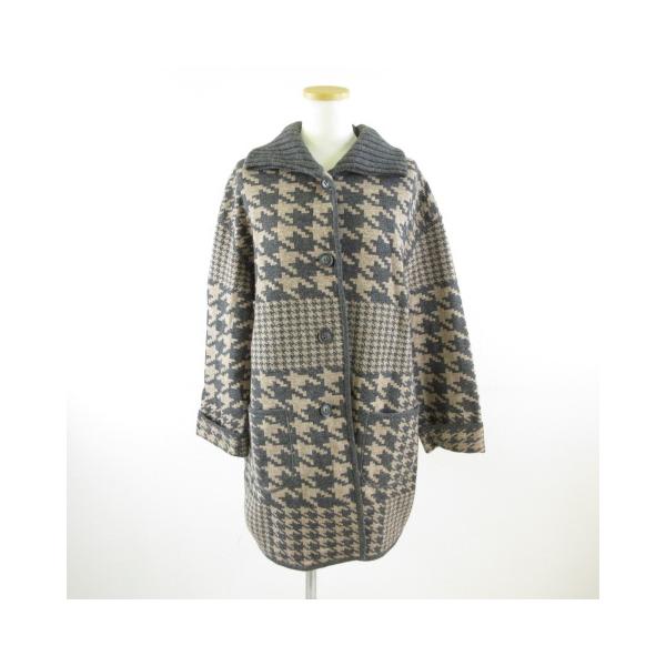 ANTENNE ニットコート カーディガン 長袖 グレー 茶 40 *T395 レディース【表記サイズ】40日本サイズL相当【実寸サイズ】肩幅：52.5cm　身幅：56cm　袖丈：52.5cm　着丈：76cm　　【素材】毛70% ナイロン3...