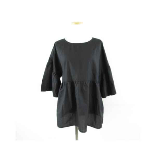 adapt retailing カットソー 七分袖 黒 M *T585 レディース【表記サイズ】M【実寸サイズ】身幅：52cm　着丈：68cm　ゆき丈：52cm　　【素材】ポリエステル82% 綿18%【色】黒【状態】使用感が少なく、かなり状...