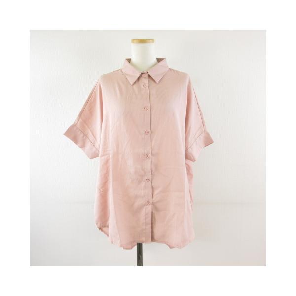 未使用品 adapt retailing リップルラウンドヘムシャツ ブラウス 五分袖 ピンク L *T589 レディース【表記サイズ】L【実寸サイズ】身幅：71cm　着丈：83cm　ゆき丈：46cm　　【素材】ポリエステル100%【色】ピ...