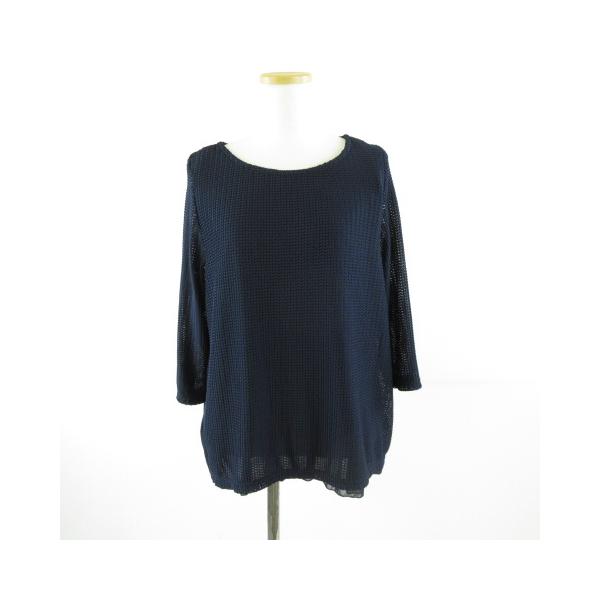 GLISSE カットソー 七分袖 紺 3L *T745 レディース【表記サイズ】3Lバスト100-108身長154-162【実寸サイズ】肩幅：35cm　身幅：52cm　着丈：61cm　袖丈：39.5cm　　【素材】表側部分 ポリエステル10...