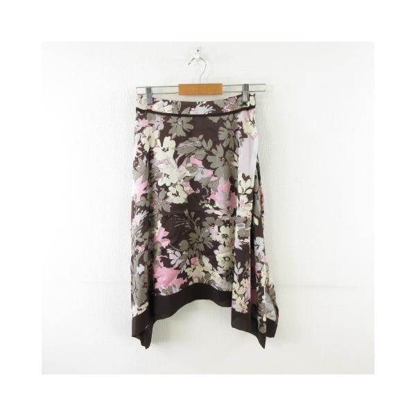 メル MLLE オンワード樫山 ひざ丈スカート フレア 花柄 茶 ピンク 7 *A287 レディース【ブランド】メル MLLE オンワード樫山【表記サイズ】7（日本サイズS相当）【実寸サイズ】ウエスト：64cm　ヒップ：100cm　スカート...