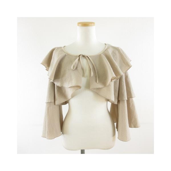 エムズエキサイト EMSEXCITE ボレロ カーディガン 七分袖 フリル ベージュ F *T832 レディース【ブランド】エムズエキサイト EMSEXCITE【表記サイズ】F【実寸サイズ】肩幅：33.5cm　身幅：44cm　着丈：33cm...