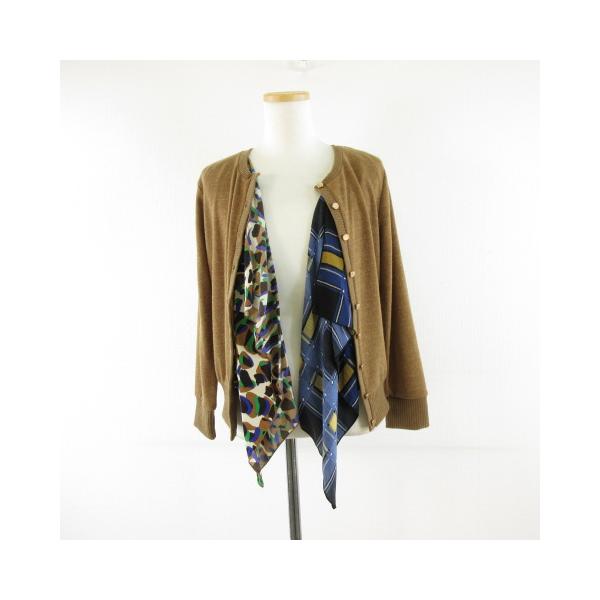 ダイヤモンドバー Diamond bar ニットカーディガン 長袖 茶 *A304 レディース【表記サイズ】サイズ表記はございません【実寸サイズ】肩幅：36cm　身幅：42cm　着丈：52cm　袖丈：54cm　　【素材】ポリエステル95% ...