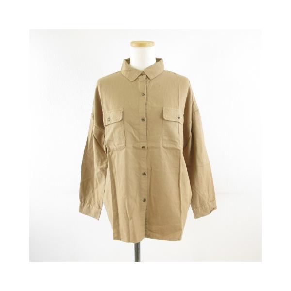 J.G project シャツ ブラウス 長袖 ベージュ F *T882 レディース【表記サイズ】F【実寸サイズ】肩幅：58cm　身幅：57cm　着丈：65cm　袖丈：43cm　　【素材】綿100%【色】ベージュ【状態】左前身頃に0.5cm...