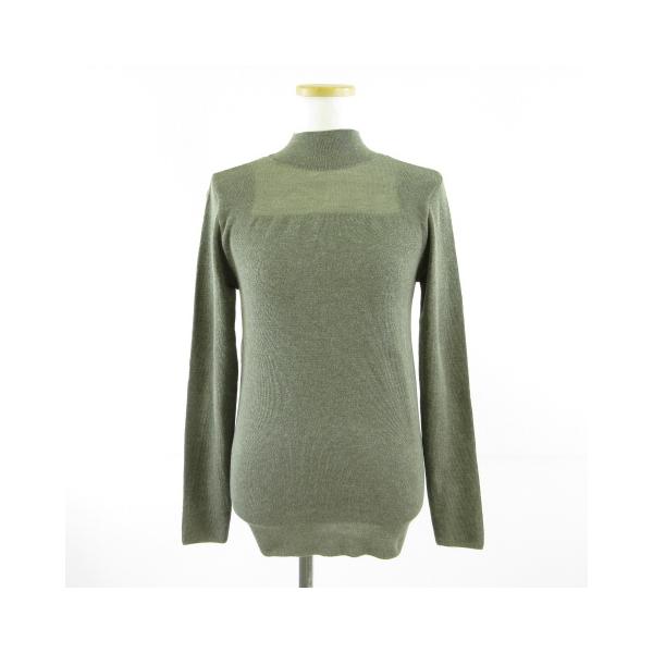 LAMIA ニット セーター 長袖 ハイネック 緑 カーキ *T331 レディース【表記サイズ】表記はございませんが、M相当だと思われます。【実寸サイズ】肩幅：33cm　身幅：38cm　着丈：60cm　袖丈：59cm　　【素材】アクリル65...