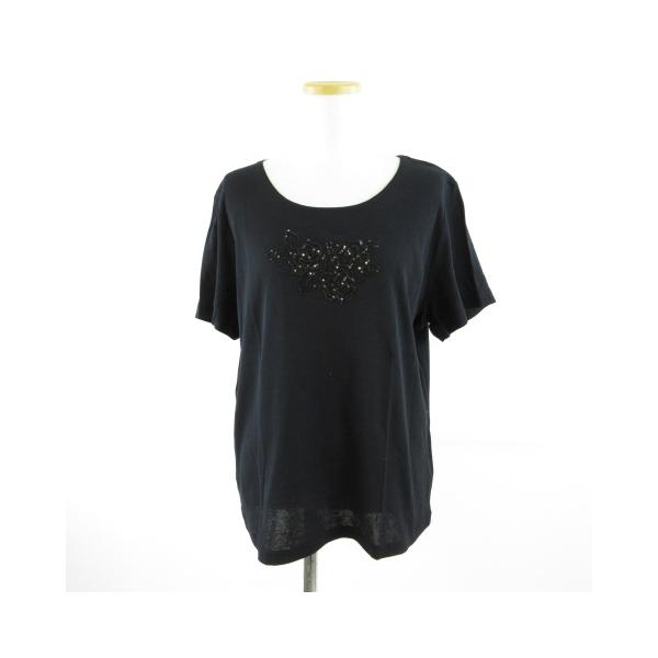 JOVAL カットソー Tシャツ 半袖 スパンコール 黒 *T346 レディース【表記サイズ】表記はございませんが、L-XL相当だと思われます。【実寸サイズ】肩幅：39cm　身幅：51.5cm　着丈：57cm　袖丈：19cm　　【素材】綿1...