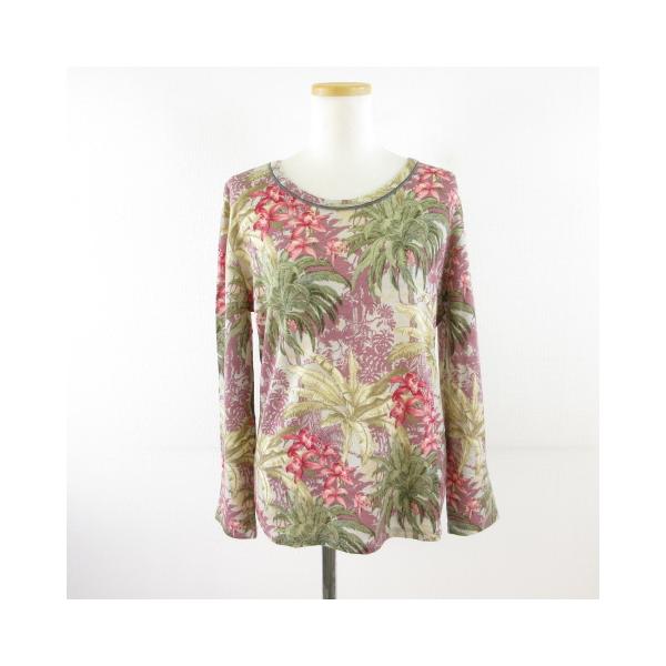 BEPPE SPADACINI カットソー Tシャツ 長袖 総柄 グレー 緑 46 *T380 レディース【表記サイズ】46日本サイズL相当【実寸サイズ】肩幅：40cm　身幅：50cm　着丈：54.5cm　袖丈：52.5cm　　【素材】毛1...