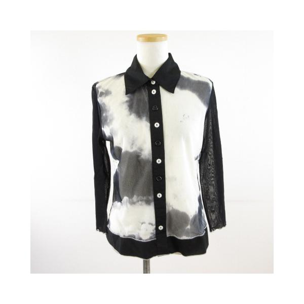 ROSABELLA シャツ ブラウス 七分袖 黒 白 L *T671  レディース【表記サイズ】L【実寸サイズ】肩幅：36cm　身幅：43.5cm　着丈：56.5cm　袖丈：46cm　　【素材】素材が書かれていないため不明です。【色】黒×白...