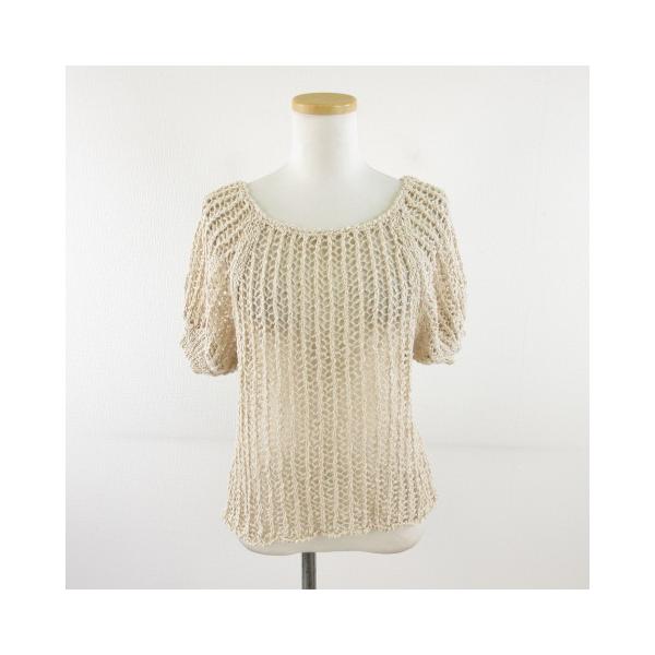 Musee FROM FIRST 鍵編みニット 半袖 ベージュ *A225 レディース【表記サイズ】サイズ表記はございません【実寸サイズ】身幅：46cm　着丈：46cm　ゆき丈：37cm　　【素材】綿100%【色】ベージュ【状態】使用感が少...