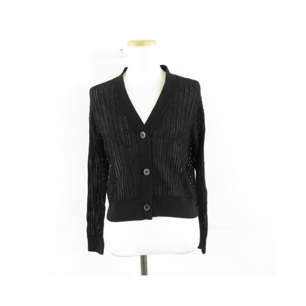 ユニクロ UNIQLO メッシュVネックショートカーディガン 長袖 黒 *A342 レディース【ブランド】ユニクロ UNIQLO【表記サイズ】サイズ表記はございません【実寸サイズ】肩幅：40cm　身幅：42cm　着丈：48cm　袖丈：50c...