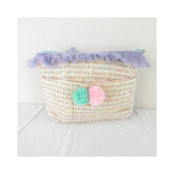 未使用品 ビトゥン アップル バイ ブロンディ Bitten Apple by blondy ポーチ 小物入れ ツイード オフホワイト 白 紺 紫 *T657 レディース【ブランド】ビトゥン アップル バイ ブロンディ Bitten App...