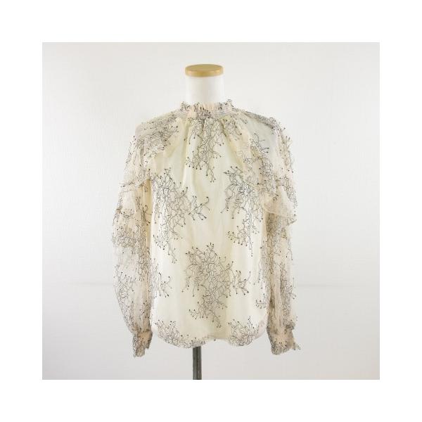 メゾンドライラ Maison de Lyla レースカットソー メッシュ 長袖 ベージュ F *A494 レディース【表記サイズ】F【実寸サイズ】身幅：48cm　着丈：55cm　ゆき丈：75cm　　【素材】表地 ポリエステル100%　裏地 ...