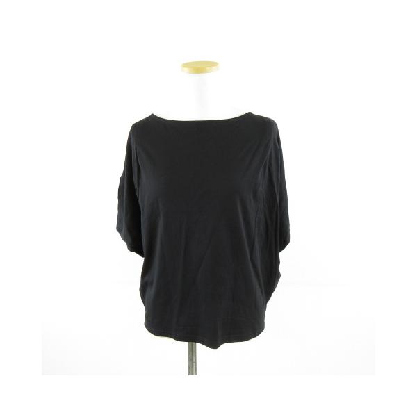 アクアガレージ Aquagarage カットソー ドルマン 半袖 ストレッチ 黒 M *A495 レディース【表記サイズ】M【実寸サイズ】着丈：54cm　ゆき丈：29cm　裾幅：44cm　　【素材】綿50% レーヨン45% ポリウレタン5%...