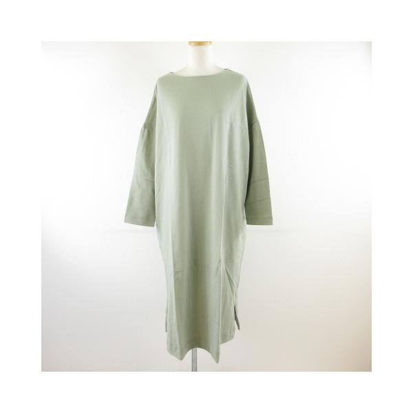 未使用品 CRAFT STANDARD BOUTIQUE レクタングルカットワンピース 長袖 ミモレ丈 ライトカーキ 緑 F *T772 レディース【表記サイズ】F【実寸サイズ】肩幅：68cm　身幅：66cm　袖丈：40cm　総丈：112c...