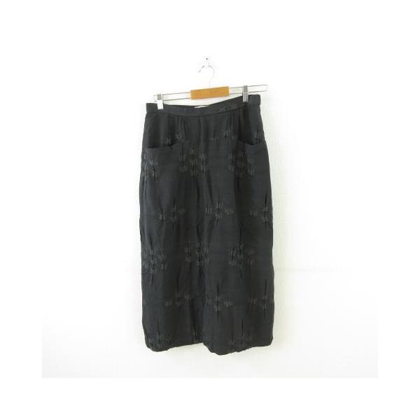 ニュージャビル new jabiru ロングスカート 総柄 黒 9 *A623 レディース【表記サイズ】9号（日本サイズM相当）【実寸サイズ】ウエスト：70cm　ヒップ：100cm　スカート丈：82cm　　【素材】表地 毛54% キュプラ4...