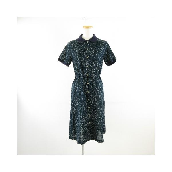 ファサードグリーン ユナイテッドアローズ facade green シャツワンピース ひざ丈 半袖 ドット 紺 青 38 *A768 レディース【ブランド】ファサードグリーン ユナイテッドアローズ facade green【表記サイズ】38...