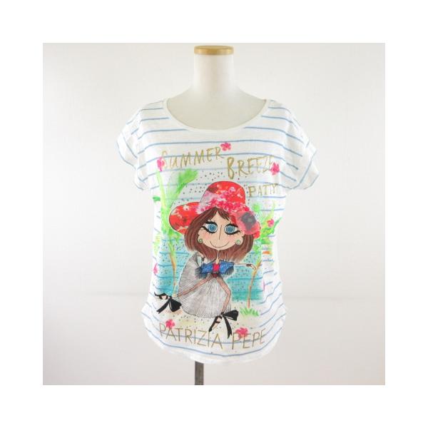 未使用品 パトリツィアペペ PATRIZIA PEPE カットソー Tシャツ フレンチスリーブ プリント 白 0 *T12 レディース【ブランド】パトリツィアペペ PATRIZIA PEPE【表記サイズ】0【実寸サイズ】身幅：50cm　着丈...
